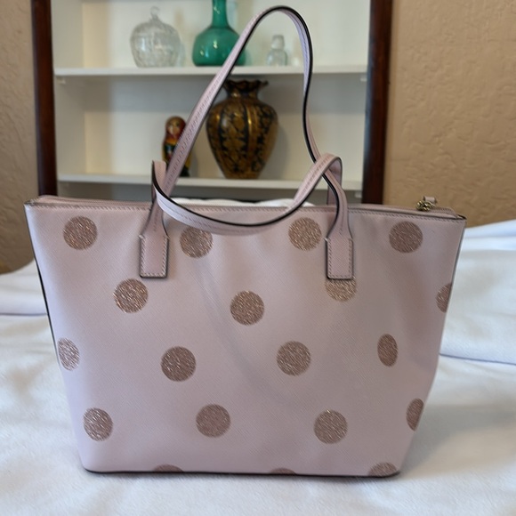 kate spade | Bags | Kate Spade Hani Haven Lane Pink Glitter Medium Tote ...